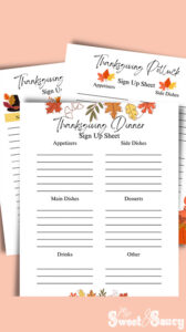 Free Printable Thanksgiving Potluck Sign Up Sheet - My Sweet and Saucy